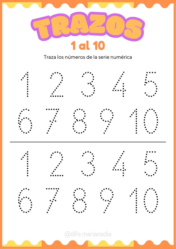 Trazos: números del 1 al 10 | profe.social