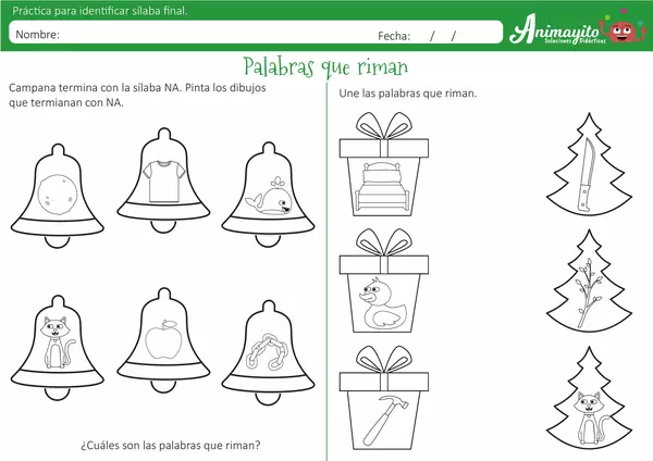 Fichas Navideñas de conciencia fonológica | profe.social