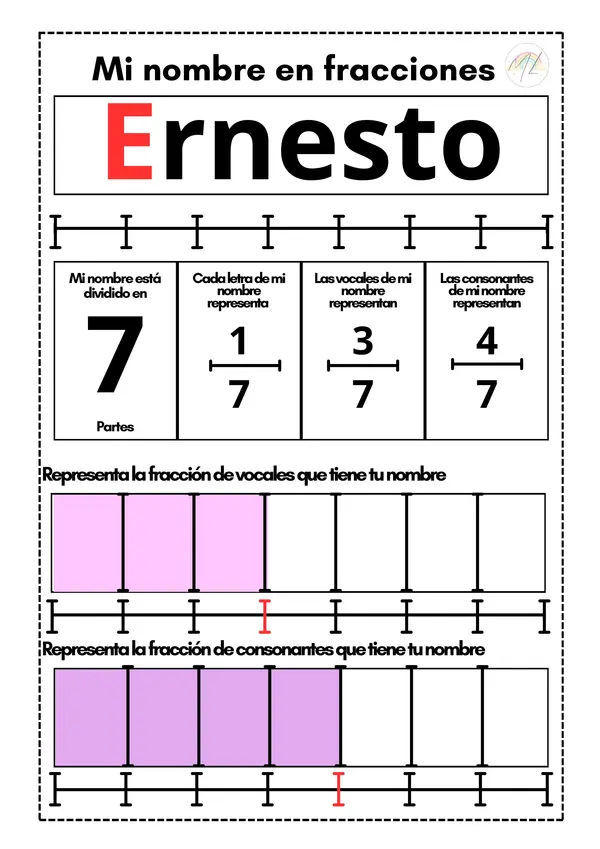 Mi nombre en fracciones | profe.social