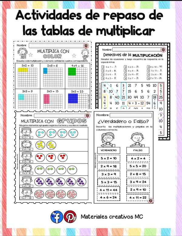 ACTIVIDADES PARA REPASAR LAS TABLAS DE MULTIPLICAR | profe.social