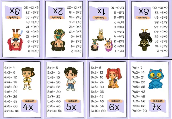 Mini libro Tablas de multiplicar hasta el 9 guerreras k-pop | profe.social