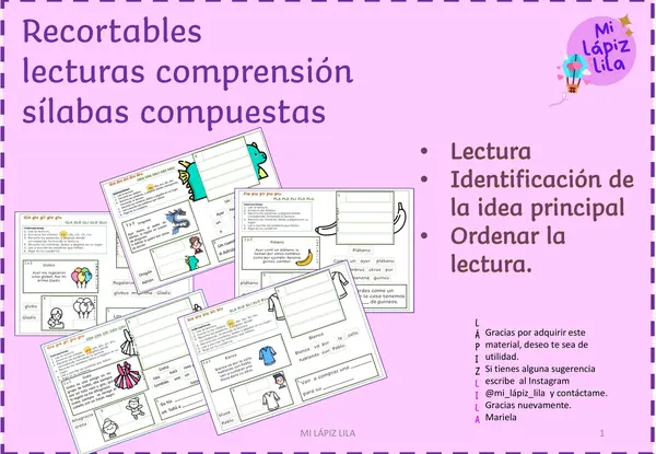 RECORTABLES SÍLABAS COMPUESTAS | profe.social