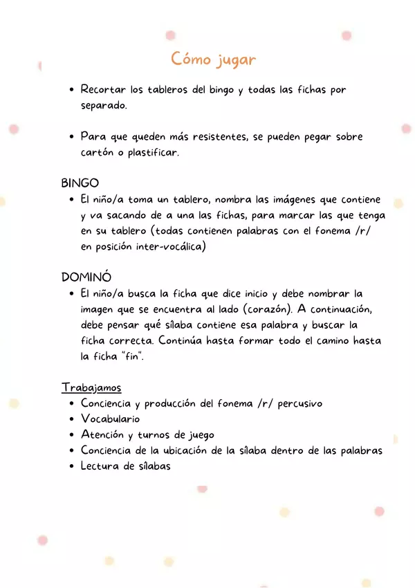 Bingo y dominó "R" percusiva | profe.social