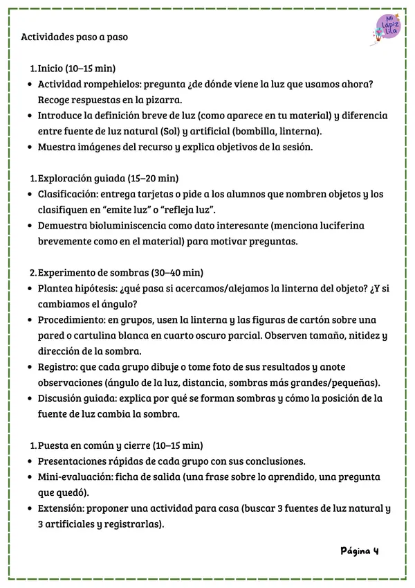 Luz natural y luz artificial — Actvs. y experimentos (A4 imprimible ...
