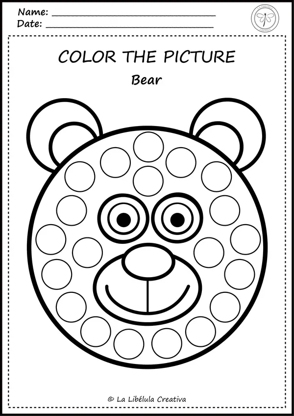 Worksheets coloring dot a dot forest wild animals faces decorate craft ...