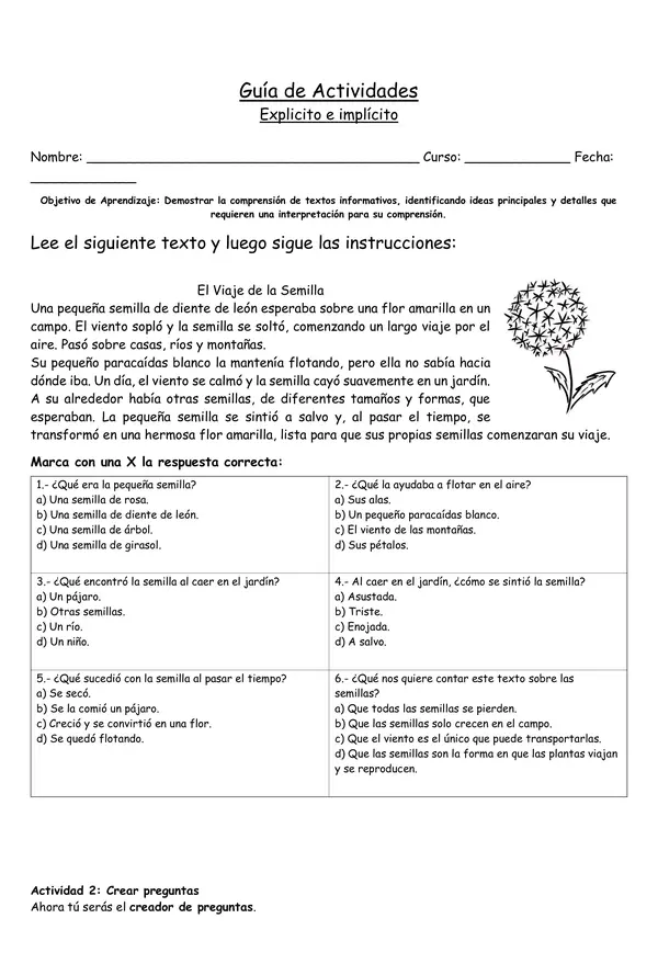 Guias de comprension lectora extraccion de info Explicito e implicito ...