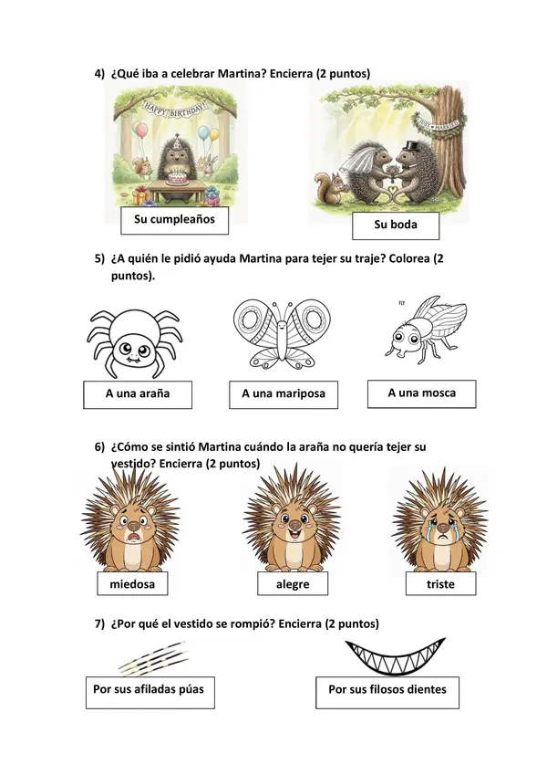 Evaluación comprensión lectora. Libro "El problema de Martina". Autora ...