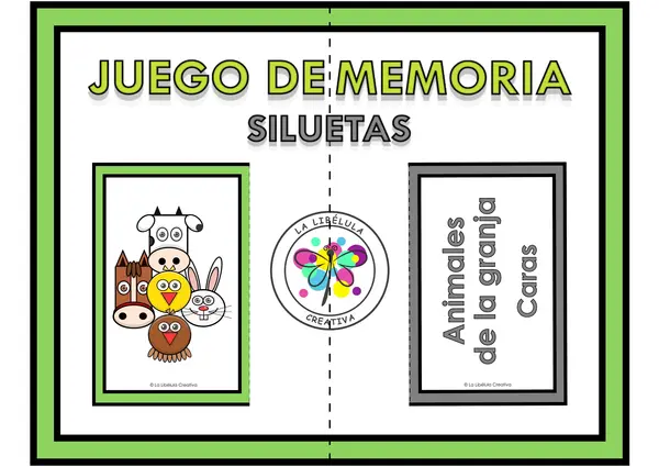 Juego memoria parejas granja animales siluetas | profe.social