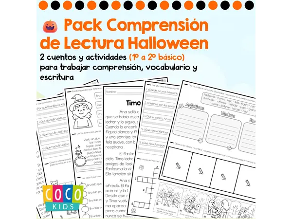 🎃 Pack Comprensión de Lectura Halloween (1° y 2° básico) | profe.social