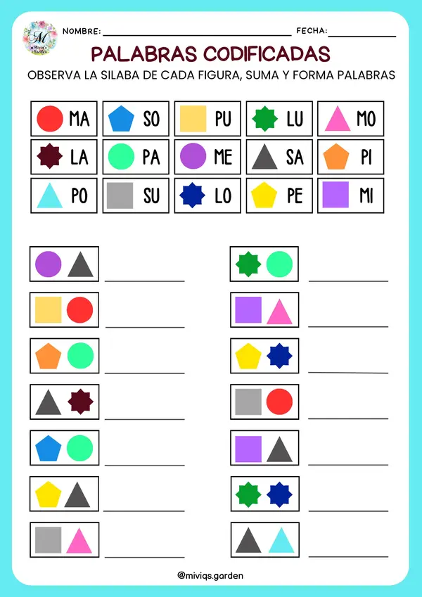 Palabras Codificadas (Atención y Silabas) | profe.social