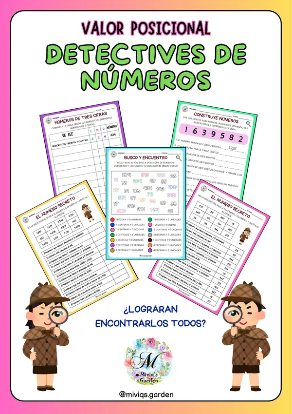 Detective de Números (Valor posicional 3 y 4 cifras) | profe.social