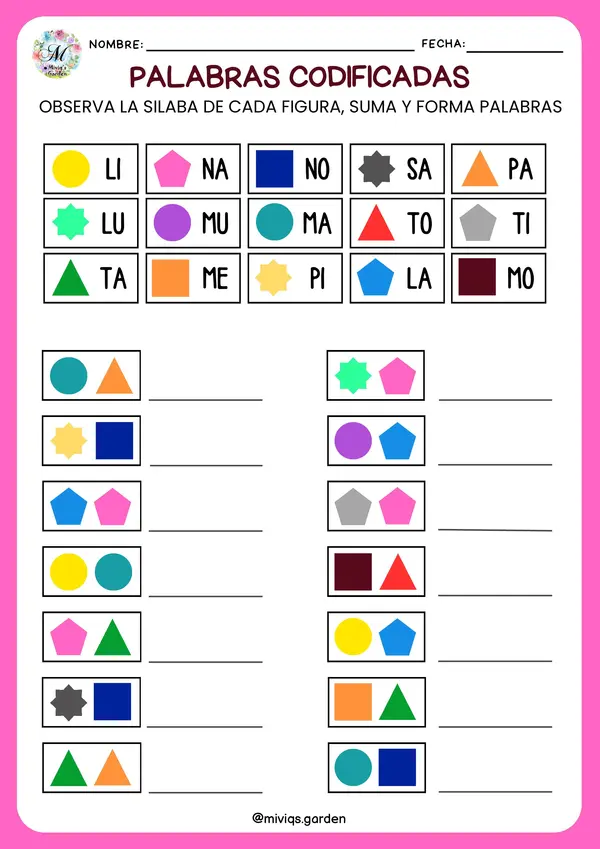 Palabras Codificadas (Atención y Silabas) | profe.social