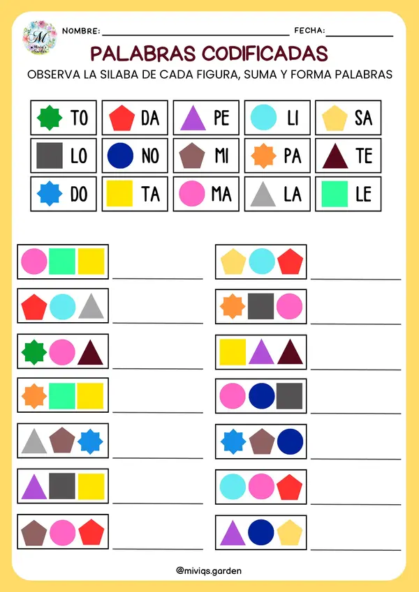 Palabras Codificadas (Atención y Silabas) | profe.social