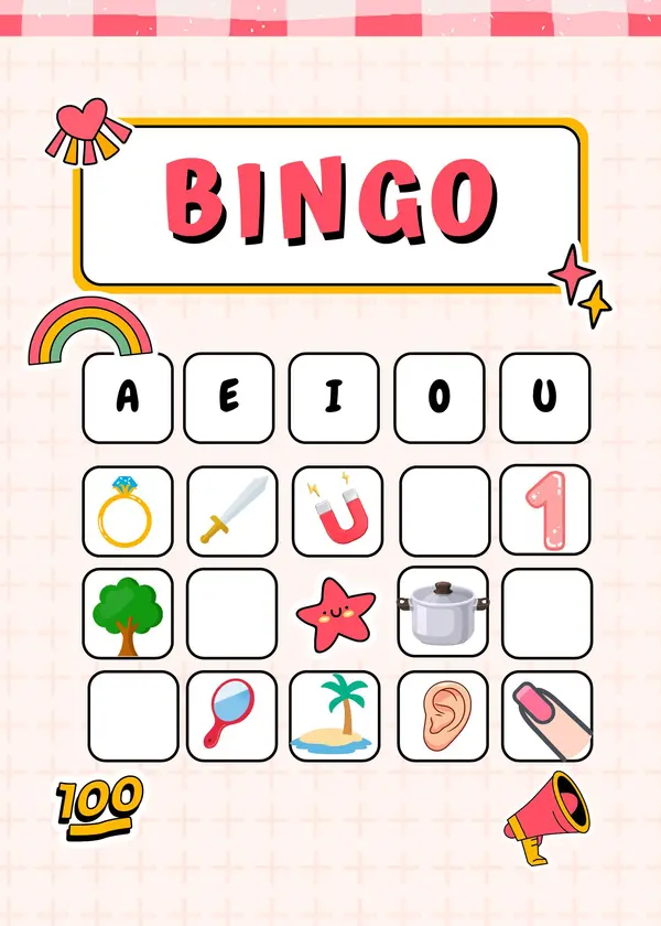 Bingo Vocales 7 tarjetas | profe.social