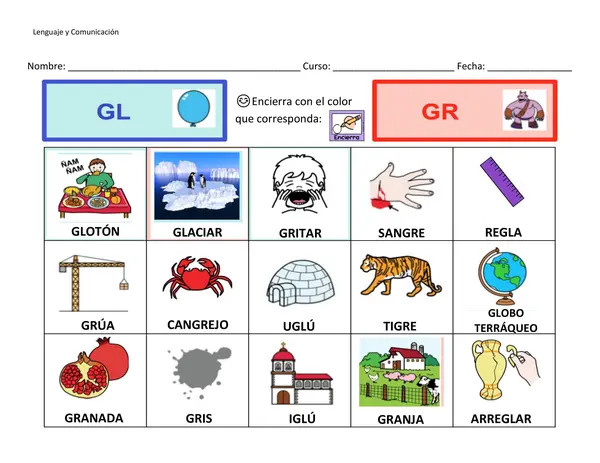 Palabras con Gl y Gr. | profe.social