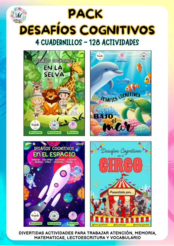 PACK: Desafíos Cognitivos (128 Actividades) | profe.social