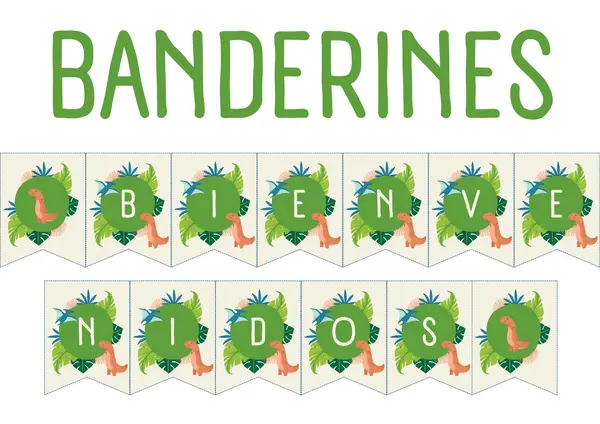 Banderines “Bienvenidos” con dinosaurios | profe.social