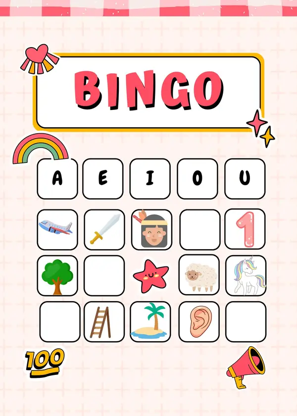 Bingo Vocales 7 tarjetas | profe.social