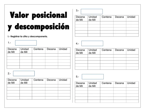 Guía de trabajo - Valor posicional y descomposición | profe.social