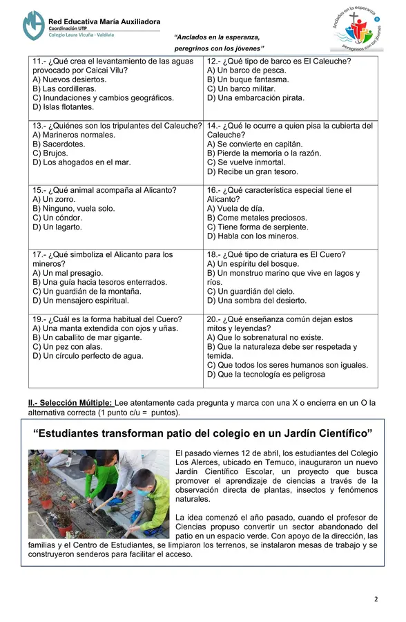 Evaluación Comprensión Lectora Textos Informativos, Plan Lector "Mitos ...