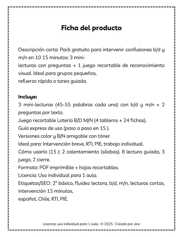 2° Básico | Freebie Fluidez B/D y M/N | 3 mini-lecturas + juego ...