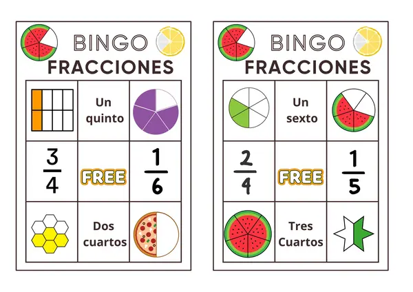 Bingo de fracciones | profe.social