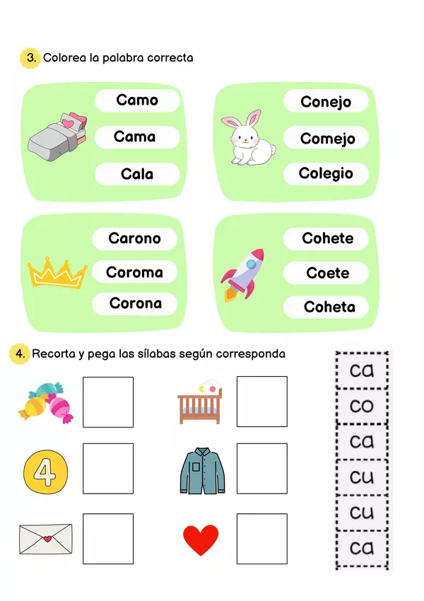 Guía CA, CO, CU 1° básico | profe.social