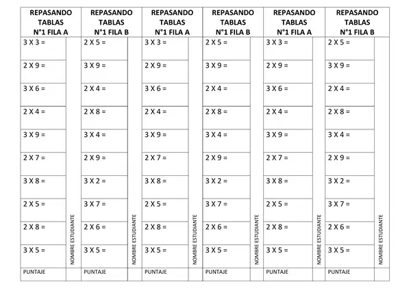 tabla de multiplicar 9 | profe.social