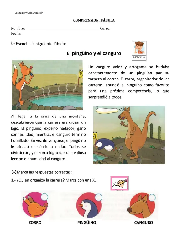 Fábula el pingúino y el canguro. | profe.social