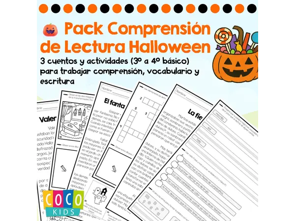 🎃 Pack Comprensión de Lectura Halloween (1° y 2° básico) | profe.social