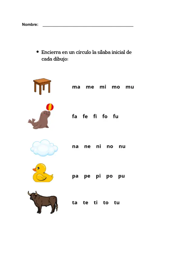 Sílaba inicial | profe.social