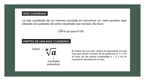 raiz cuadrada | profe.social