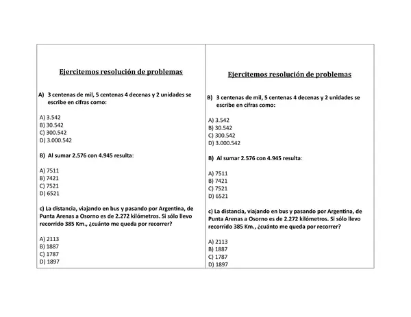 EJERCICIOS DE RESOLUCIÓN DE PROBLEMAS | profe.social